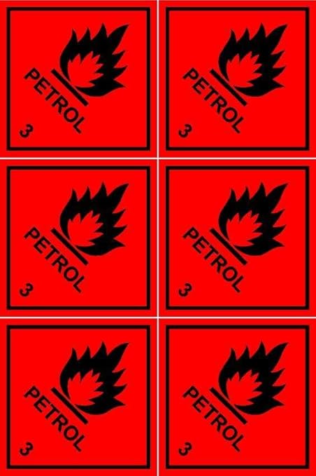 Dangerous Substance Labels Petrol Safety Sign - Pack of 6 100mm x 100mm ...