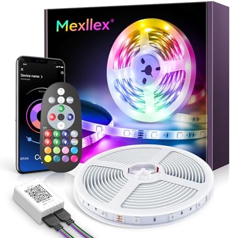Mexllex LED Strip Lights with Remote 20m, Bluetooth RGB Color Changing ...