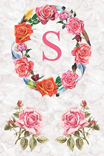 S: Monogram Initial S Letter Lined Notebook with Roses Floral Cover ...