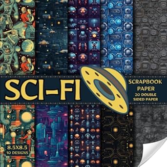 Sci-Fi scrapbook paper, 8.5x8.5, 10 Designs, 20 Double-Sided Sheets ...