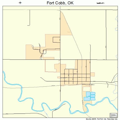 Amazon.com: Large Street & Road Map of Fort Cobb, Oklahoma OK - Printed ...
