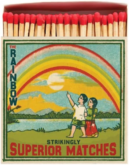 Rainbow Long Matches - Luxury Giant Square Matchbox - White Tip ...