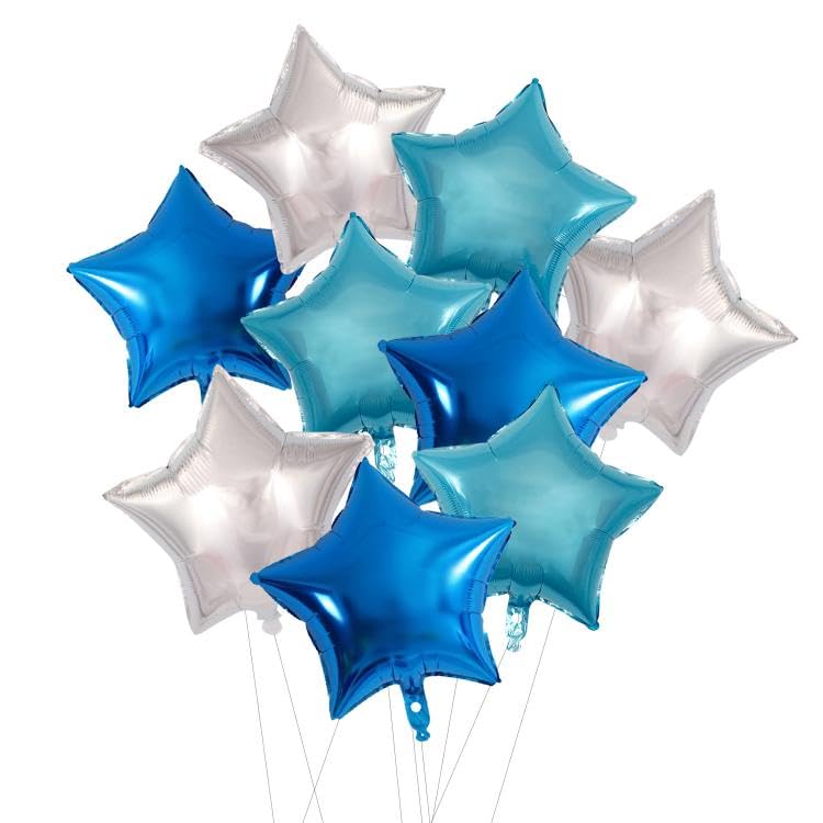 Amazon.com: Blue Silver Foil Star Balloons, 18 Inches Star Foil ...