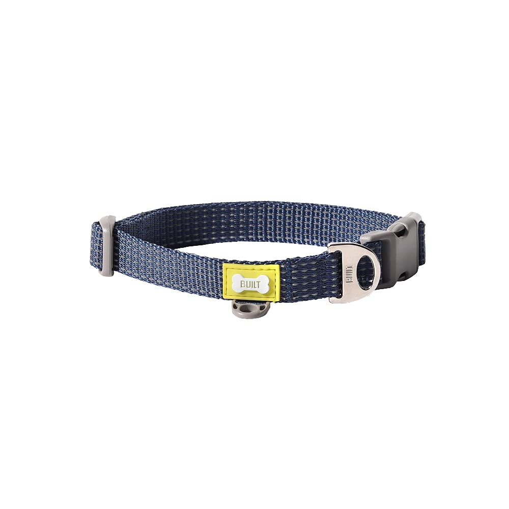 BUILT Pet Nightsafe Dog Collar Medium, Navy and Yellow – BigaMart