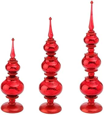 Antiqued Lighted Finial, RED (Set of 3), 21", 18", 14" - Amazon.com