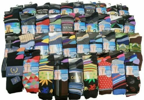 36 Pairs Men's Assorted Multi-Design Bulk Socks Bundle Footwear variety ...