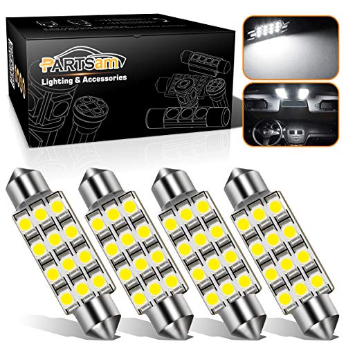 Partsam 4pcs White 41mm 42mm Festoon 12SMD LED Light Interior - Want It All