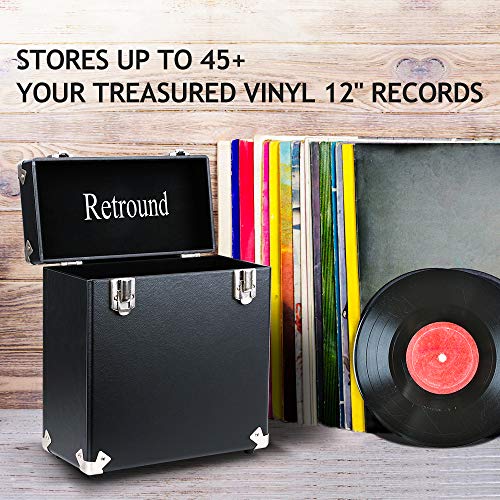 Buy Retround Vintage Retro Vinyl Leather Record Holder Case, LP Storage ...