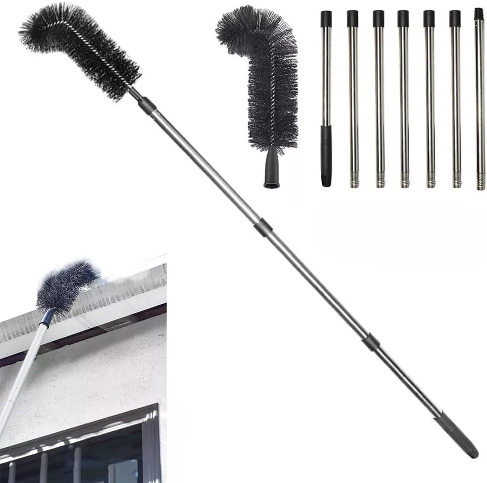 Gutter Cleaning Brush Roofing Tool with 7Pcs Telescopic Extendable Pole ...
