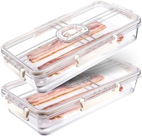 Amazon.com: 2 Pack Bacon Container with Lids for Refrigerator, Deli ...