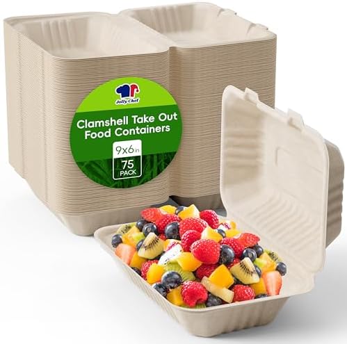 Amazon.com: 100% Compostable Disposable Food Containers with Lids [9”X6 ...