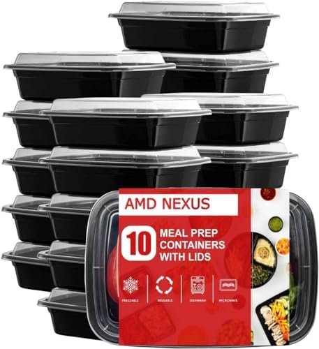 AMD Nexus [20 Pack, 16oz] 1 Compartment Plastic Meal Prep Containers ...