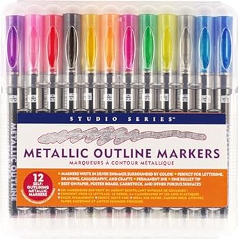 Studio Series Metallic Outline Markers (Set of 12 Markers) | Amazon.com.br