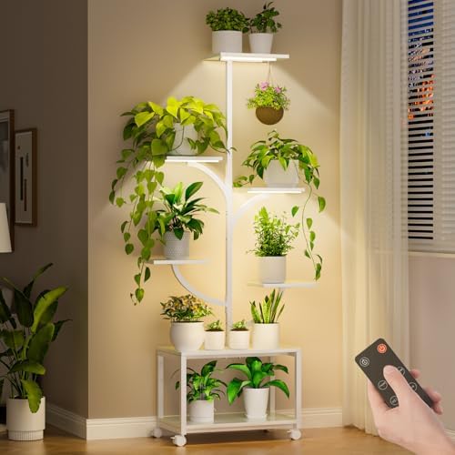 Amazon.com: MJOMKN 62" Tall Plant Stand with Grow Light Indoor, 7 ...