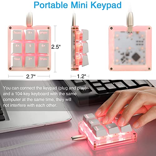 Snapklik.com : Mechanical Numpad Macro Keyboard, 9-Key Numeric Keypad ...