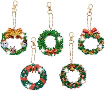 Amazon.com: LUSandy 5pcs DIY 5D Christmas Wreath Diamond Painting ...