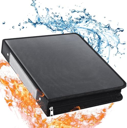 Amazon.com : Henoyso 1 Pcs Fireproof 3 Ring Binder with Zipper 1.25 ...