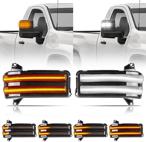 Gempro LED Sequential Amber Side Mirror Marker Turn Signals White ...