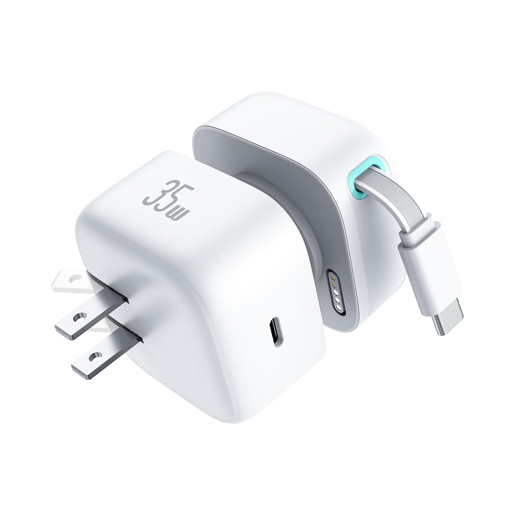 Amazon.com: Retractable Wall Charger, 35W PD Fast Charger Block with ...