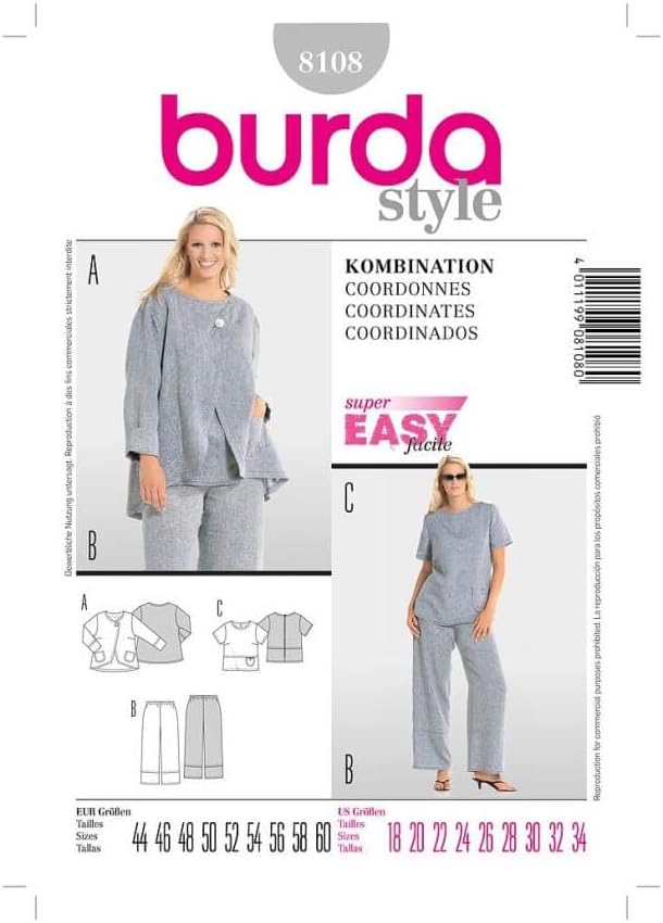 burdastyle Burda B6613-Cartamodello per Pantaloni e Bermuda, Carta ...