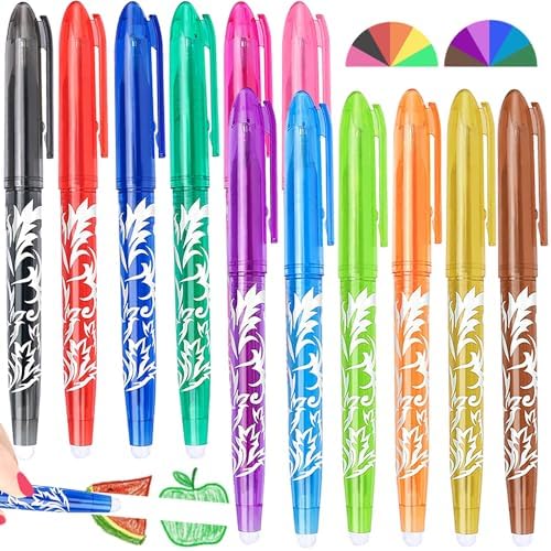 12 Erasable Pens Eraser Pen, Rub Out Pens for Kids Adults, Erasable Pen ...