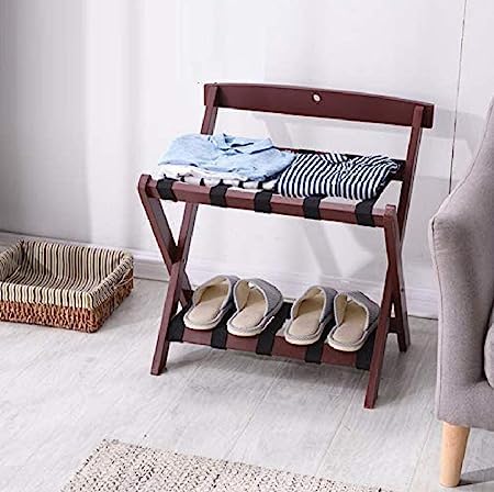 SGP Multipurpose Teak Wooden Folding Luggage Rack With Shelf For ...