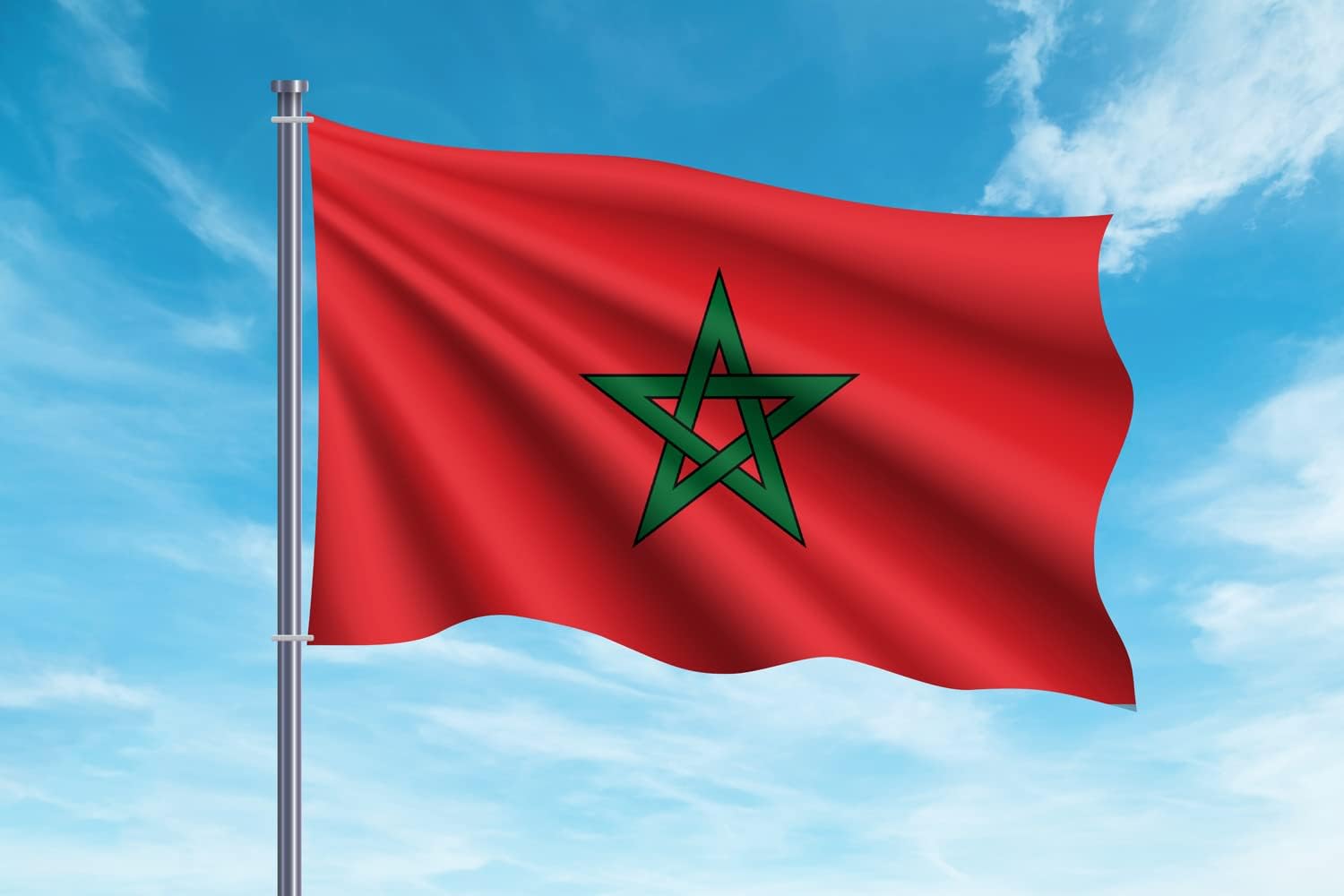 OEDIM Drapeau du Maroc 150 x 85 cm Renforcé avec Surpiqûres Drapeau ...