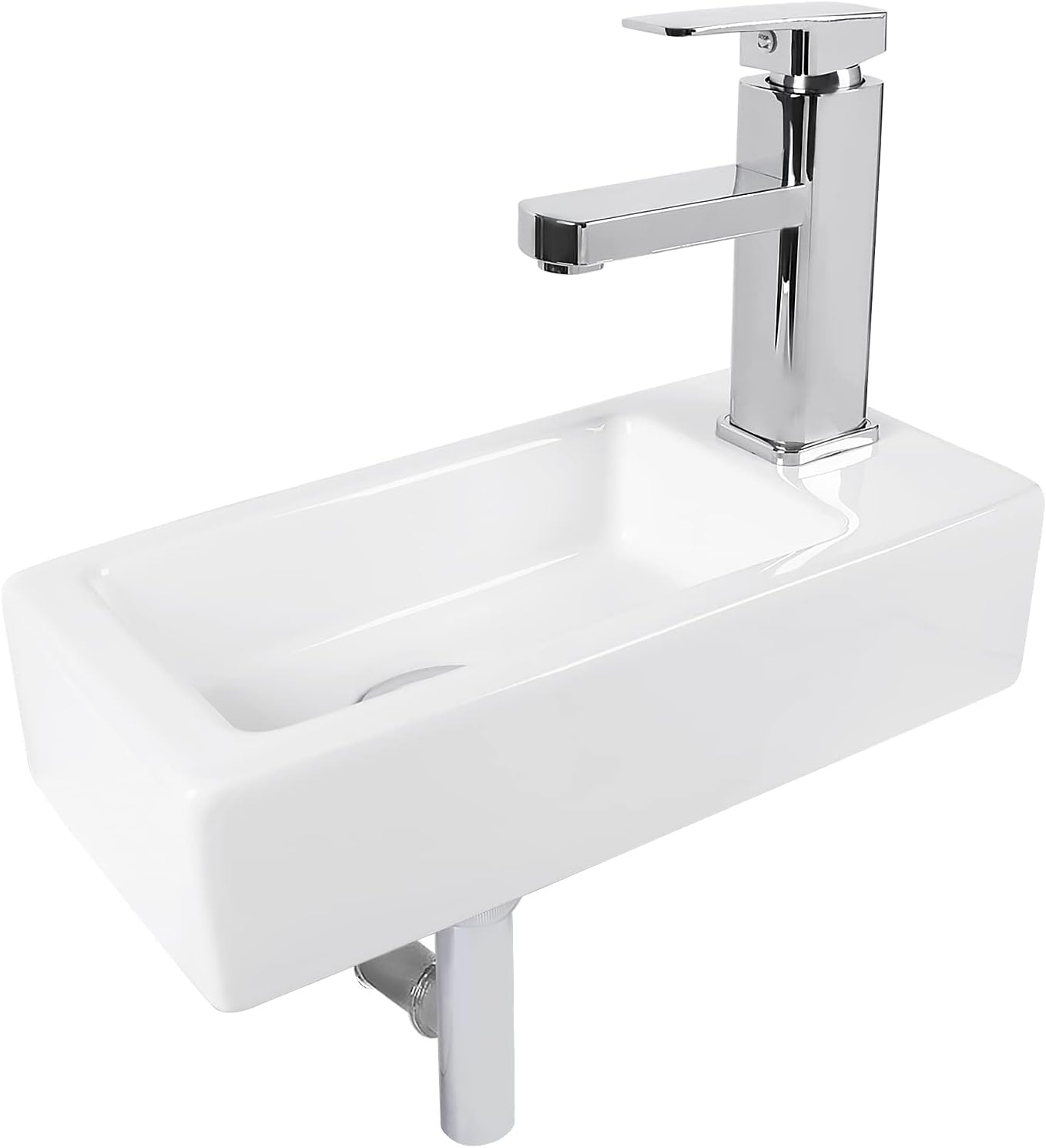 Wall Hung Basin Sink Small Cloakroom Basin Rectangle Ceramic Wash Basin ...