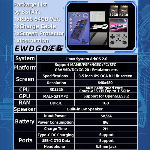 R36S Handheld Game Console 3.5 inch Preinstalled Emulator System Gray ...