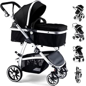Amazon.com : Hagaday Baby Stroller, 2-in-1 Reversible Toddler Seat with Bassinet Mode, Foldable ...