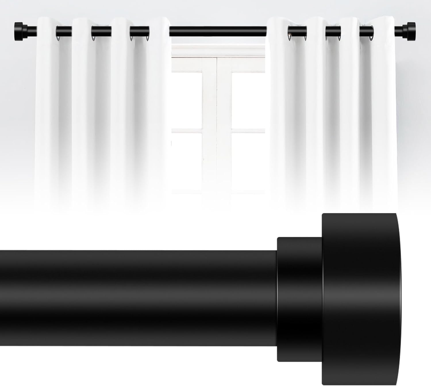 HEI! DEAR Black Curtain Rods for Windows 48 to 84 Inch(4-7ft),1 Inch ...