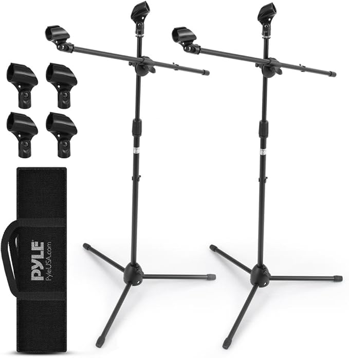 Amazon.com: Pyle Universal Adjustable Tripod Microphone Stand - Pair of ...