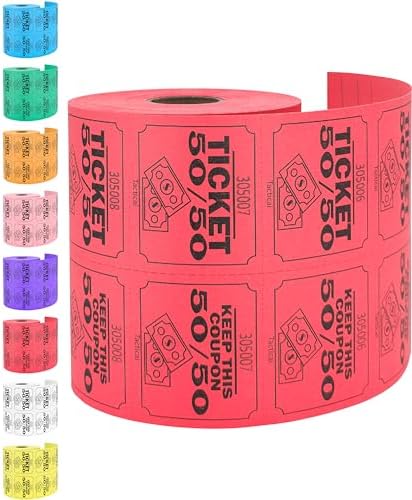 Amazon.com : Tacticai 500 Raffle Tickets, 50/50, Red (8 Color Selection ...