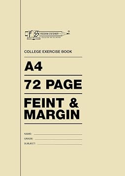 Freedom Stationery A4 72 Pages Feint and Margin College Exercise Books ...