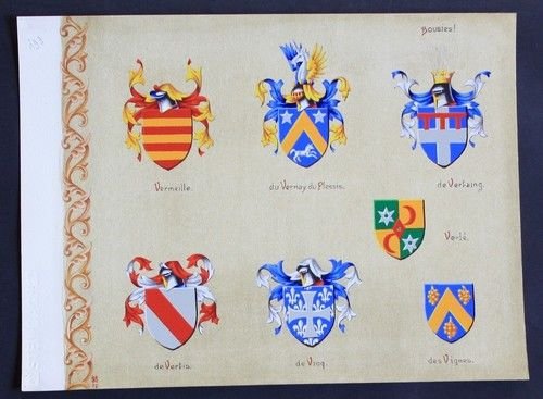 Vermeille Vernay Verle Vertaing Vicq Vertis Blason Wappen heraldique ...