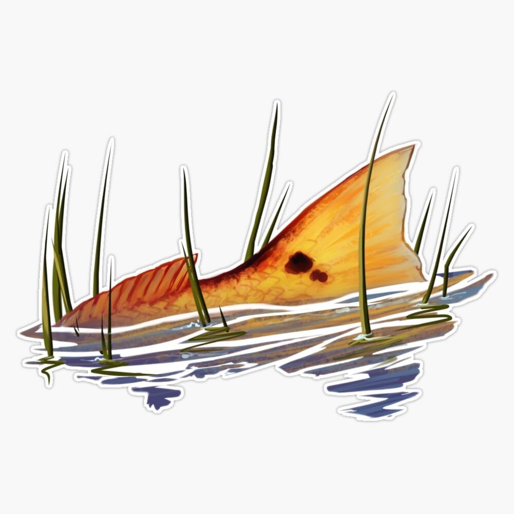 Amazon.com: Tailing Redfish in Grass | Redfish Tail Bumper Sticker ...