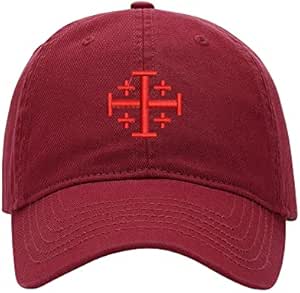 Amazon.com: Baseball Cap Men Jerusalem Cross Embroidered Washed Cotton ...