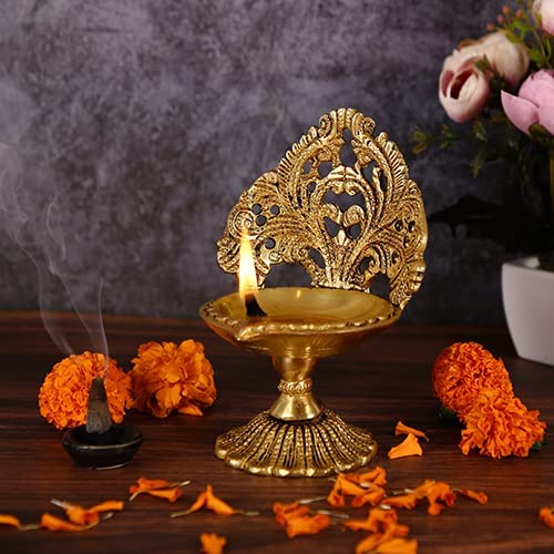 Buy SIDDHATVA Handmade Oil Wick Diya, Ethnic Twin Peacock Design Oil ...