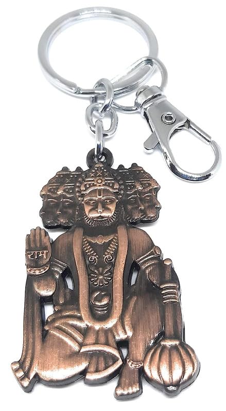 omuda Panchmukhi Hanuman Ji Keychain Double Sided Metal Key Ring with ...