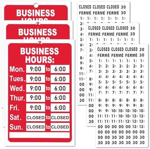 Amazon.com: YQQYG 3 PCS Business Hours Sign, Store Open Signs with Time ...