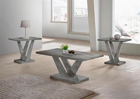 Amazon.com: Titanic Furniture Eva 3-Piece Wood Coffee Table Set in ...