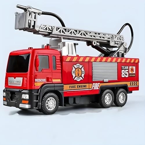 Toybot Die-Cast Fire Truck Toy with Water Pump, Flashing Lights, and ...