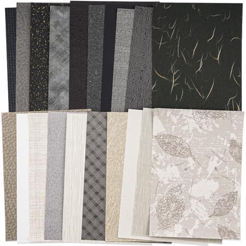 Amazon.com: 20 Sheets Textured Scrapbook Paper Assorted Set - Mixed ...