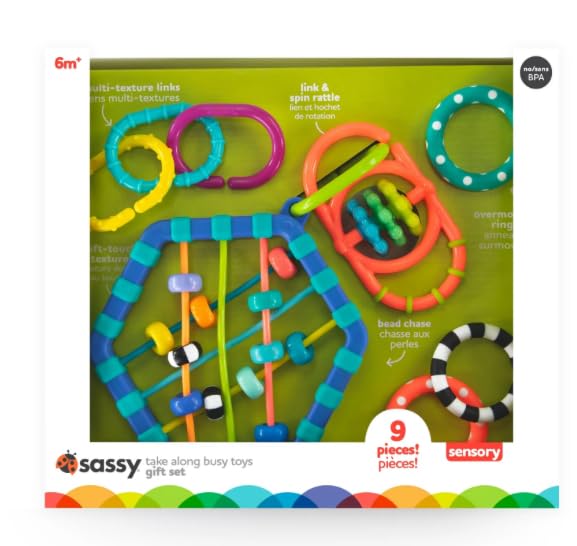 Amazon.com : Sassy Busy Bands Take Along, Teethe & Toys, Baby Toy ...