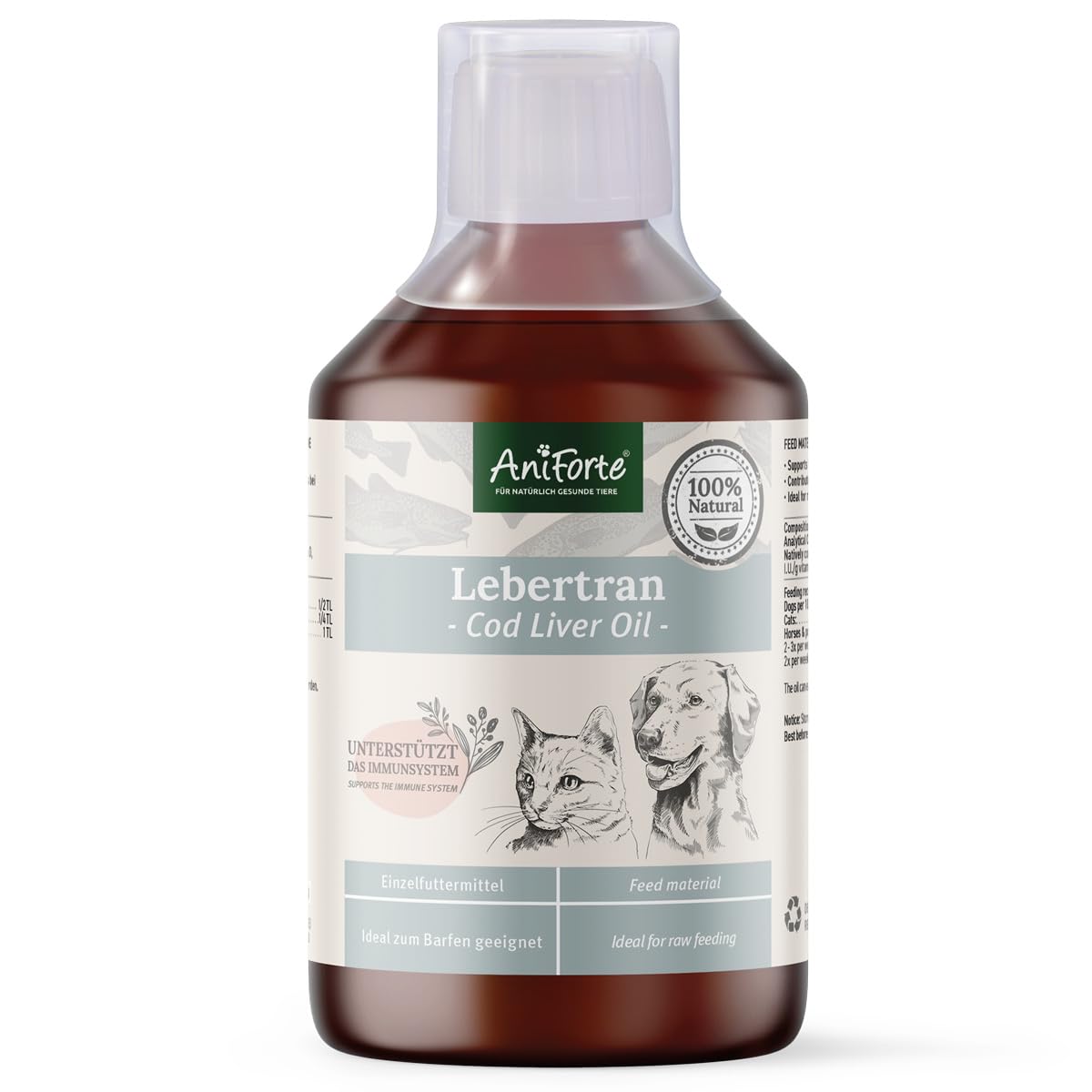 AniForte Cod Liver Oil for Dogs, Cats & Horses 500ml - Natural Barf/Raw ...