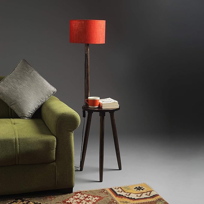 Buy Creeper Art // Table Lamp with Shelf in Solid Wood Walnut Base ...