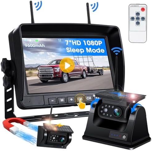 Amazon.com: Magnetic Solar Wireless Backup Camera for RV Trailer Truck ...