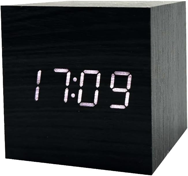Small Digital Alarm Clock Bedside - Mini Silent Wooden Digital Alarm ...