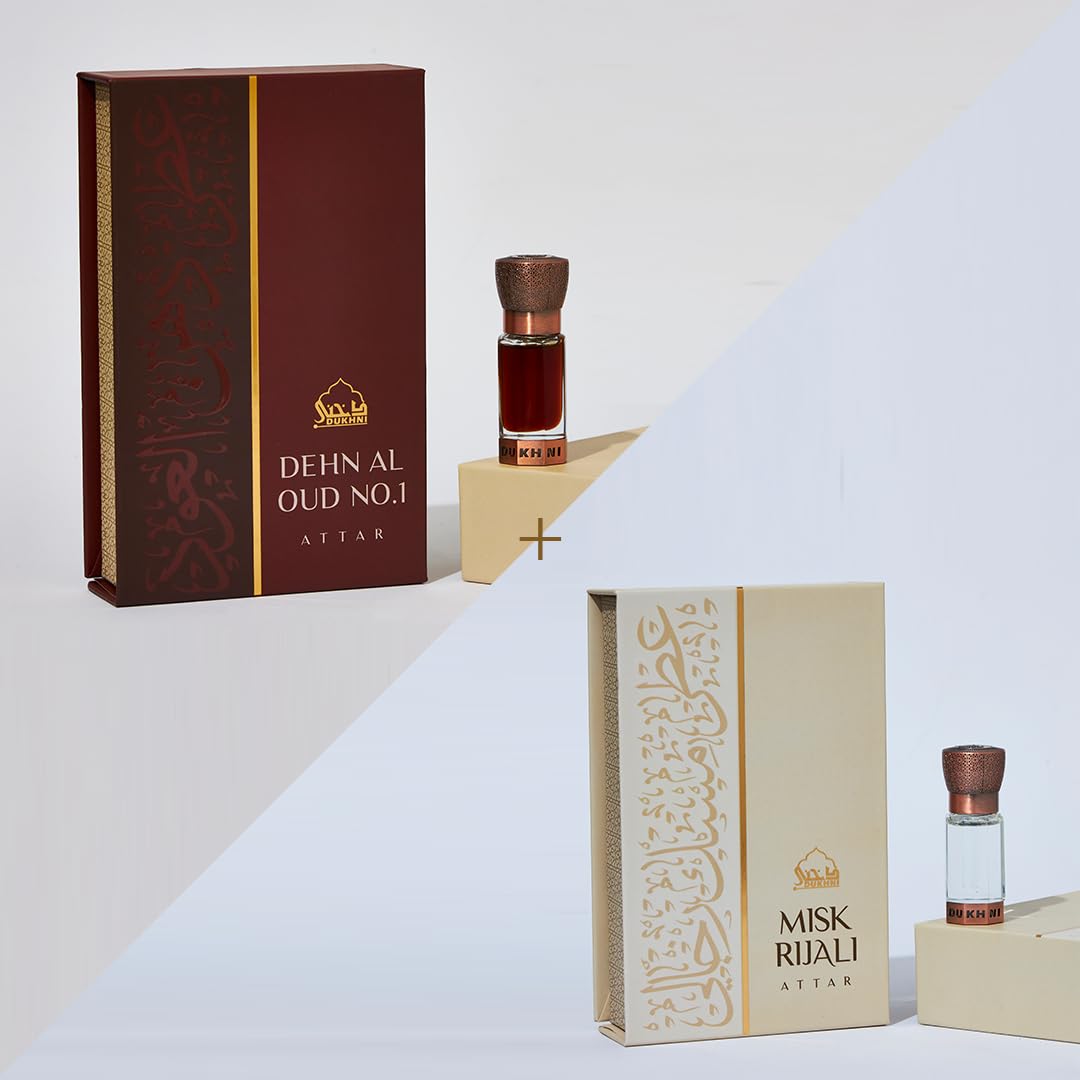 Amazon.com : Dukhni Dehn Al Oud Attar & Misk Rijali Attar 6ml Smokey ...