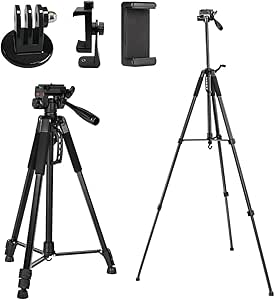 Amazon | Glvaner 三脚 スマホ スマホホルダー 3WAY雲台 収納袋付き スマホ三脚 152cm 撮影 三脚スタンド アルミ製 ビデオカメラ 一眼レフ キャリングハンドル 3 ...